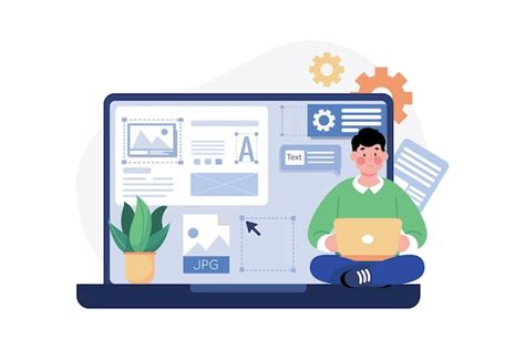 흰색 배경에 Ui 디자이너 그림 개념 프리미엄 벡터