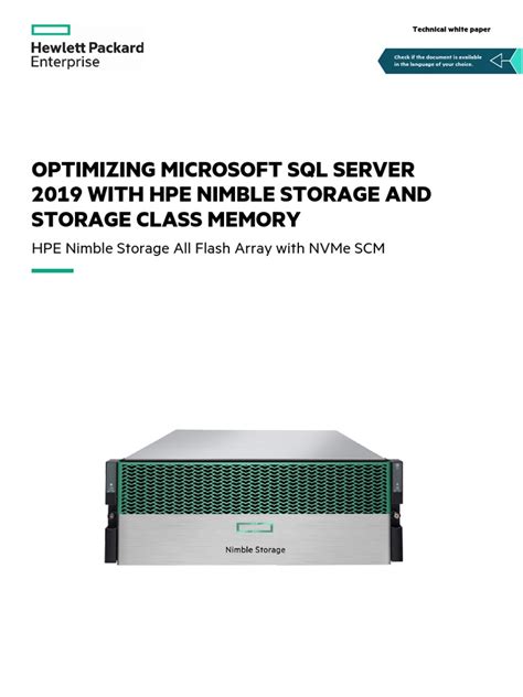 Optimizing Microsoft Sql Server 2019 With Hpe Nimble Storage And Storage Class Memory Pdf