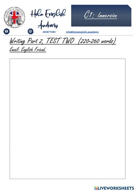 C1 Writing Part 2 Email Interactive Worksheet Live Worksheets