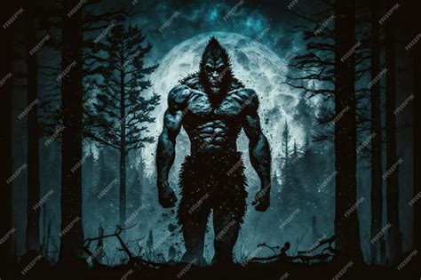 Premium Photo Evil Scary Werewolf Monster At Night In Forest On A