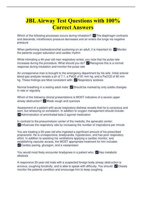 JBL Airway Test Questions With Correct Answers EMT Stuvia US