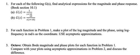 Solved For Each Of The Following G S Find Analytical Chegg