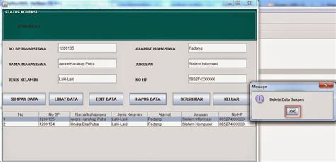 Program Java Update Dan Delete Database Dengan Netbeans Java Desktop Gui Uniqo Ilmu Komputer