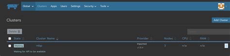 import existing cluster stuck pending cluster agent keep restarting