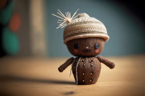 Premium Photo Small Voodoo Doll With Hat On Sharp Pins