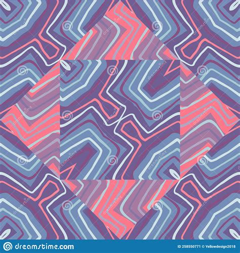 Abstract Zigzag Waves Mosaic Seamless Pattern Hand Drawn Linear Tile Endless Wallpaper Stock