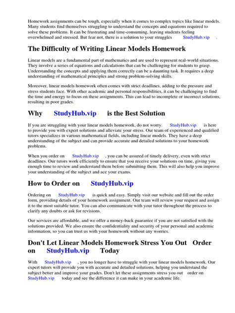 Linear Models Homework Solutions Pdf Algebra Linearity