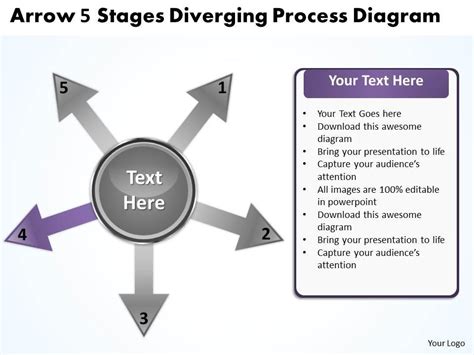 Arrow Stages Diverging Process Diagram Circular Flow Network PowerPoint Slides PowerPoint