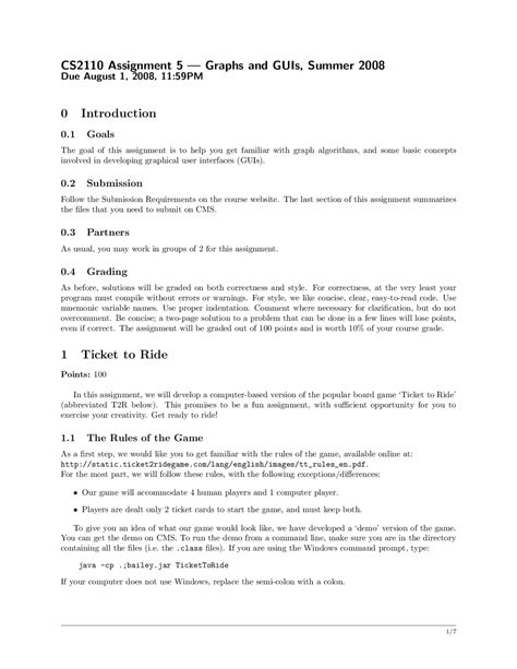 Assignment 5 Graphs And Guis Cs 2110 Docsity