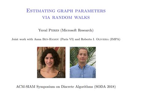 Estimating Graph Parameters Via Random Walks Yuval Peres Presentations