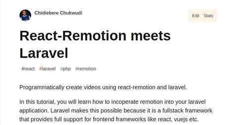 Chidiebere Chukwudi On Linkedin Laravel Code Php React Remotion