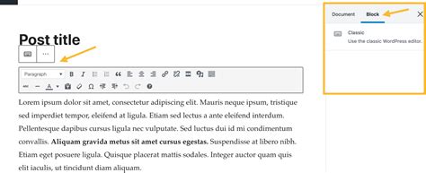 convert from the classic to the block editor support