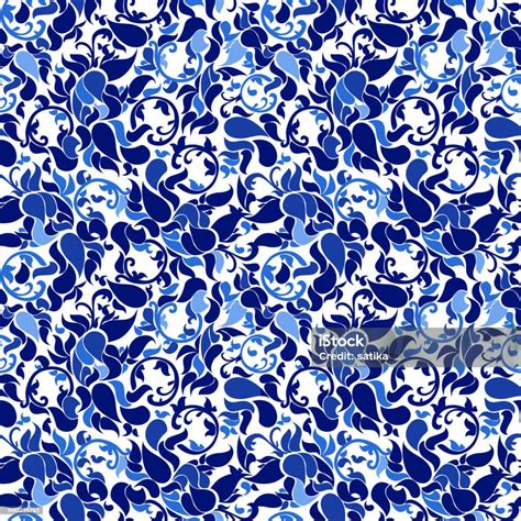 중국 전통 꽃 질감입니다 파란색과 흰색 원활한 패턴입니다 0명에 대한 스톡 벡터 아트 및 기타 이미지 0명 꽃 식물 꽃무늬 Istock