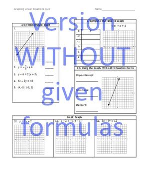 Graphing Linear Equations Quiz By Abby S Door Teachers Pay Teachers