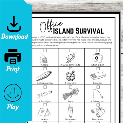 Island Survival Team Building Game Desert Island Group Activity For Teambuilding Printable
