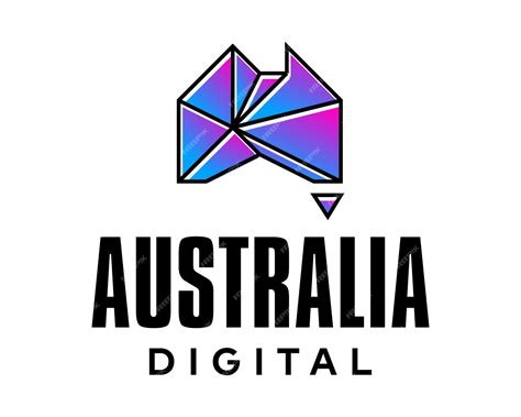 Premium Vector Outline Shape Of Australia And Digital Technology Logo
