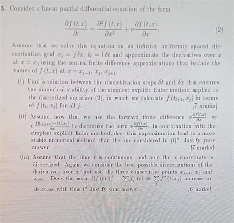 Solved Consider A Linear Partial Differential Equation Of Chegg