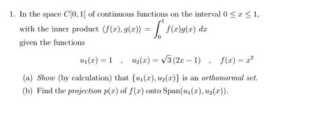 solved 1 in the space c[0 1] of continuous functions on
