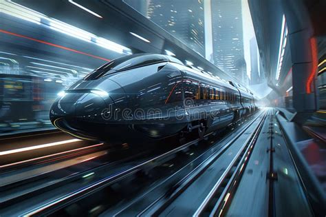Generative Ai Image Of Futuristic Modern Train Passing Railway Track
