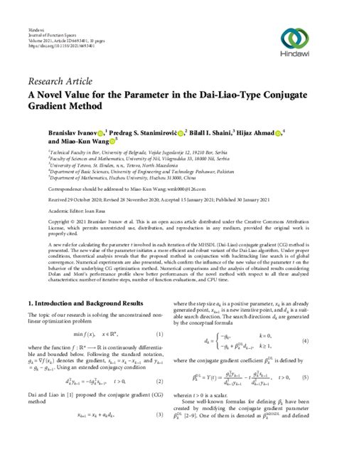 Pdf A Novel Value For The Parameter In The Dai Liao Type Conjugate