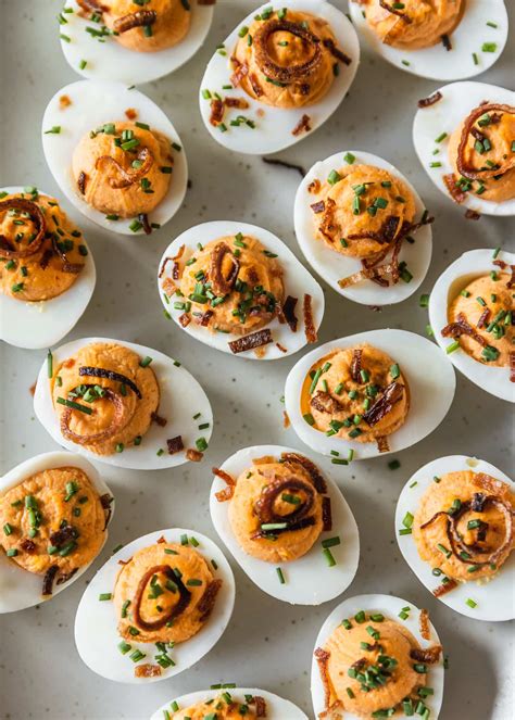 Spicy Deviled Eggs With Crispy Shallots • Sunday Table