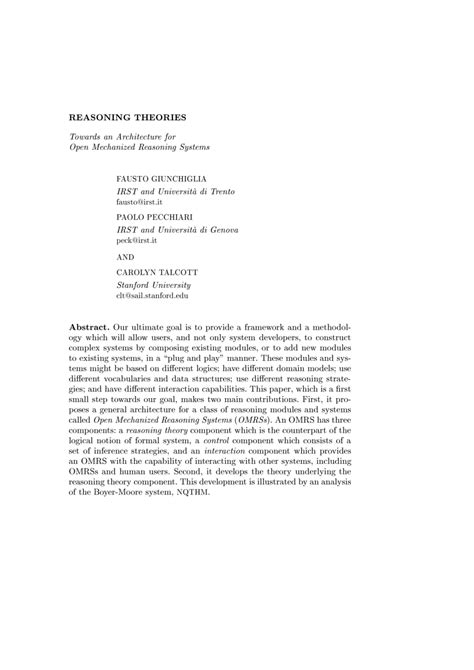 Pdf Reasoning Theories