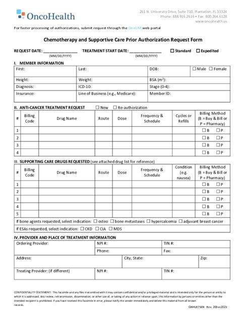 Fillable Online Chemotherapy And Supportive Care Prior Authorization Request Form Fax Email