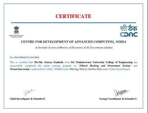 Cybersecurity Ethicalhacking Cdac Internship Cybergyan… Enukolu Soorya Theja