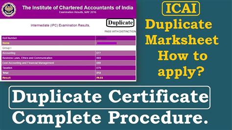 Ca Duplicate Marksheet How To Apply For Duplicate Marksheet
