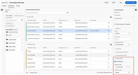 Attribution Component Settings Adobe Customer Journey Analytics