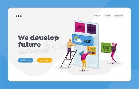 Ui Development Landing Page Template Tiny Characters At Huge Mobile