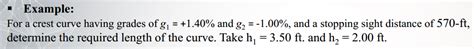 Solved For A Crest Curve Having Grades Of G And Chegg