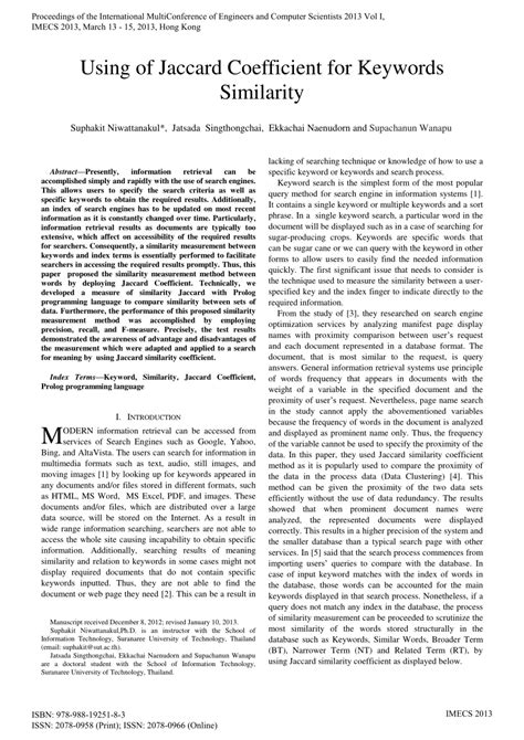 pdf using of jaccard coefficient for keywords similarity