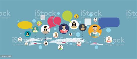 소셜 네트워크 벡터 개념입니다 웹 사이트 인포그래픽 디자인을 위한 플랫 디자인 일러스트레이션 통신 시스템 및 기술 고객 참여에 대한 스톡 벡터 아트 및 기타 이미지 Istock