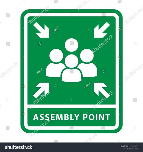 Emergency Evacuation Assembly Point Sign Emergency Stock Vector