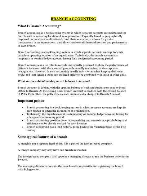 Unit 3 Branch Accounting Pdf