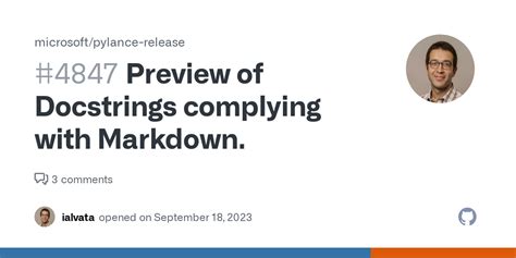 Preview Of Docstrings Complying With Markdown · Issue 4847 · Microsoftpylance Release · Github