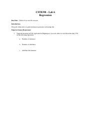 Lab Regression Pdf CST Lab Regression Due Date Week In Own Lab Sessions