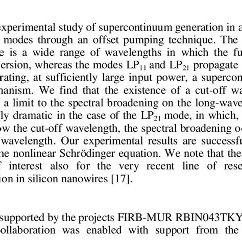 Experimental And Simulated Output Spectrum For The Excitation Of The