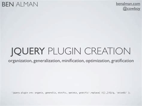 Jquery Plugin Creation Ppt