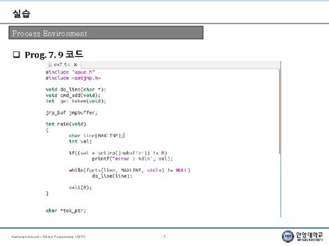 Prcocess Environment System Programming Hanyang University System