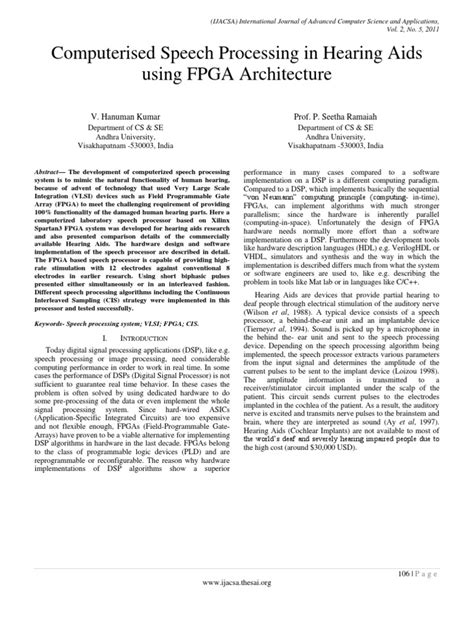 Pdf Computerised Speech Processing In Hearing Aids Using Fpga Architecture Dokumentips