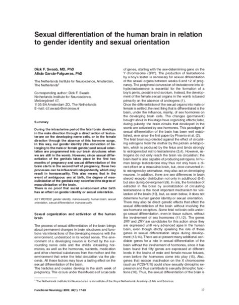 Pdf Sexual Differentiation Of The Human Brain In Relation To Gender