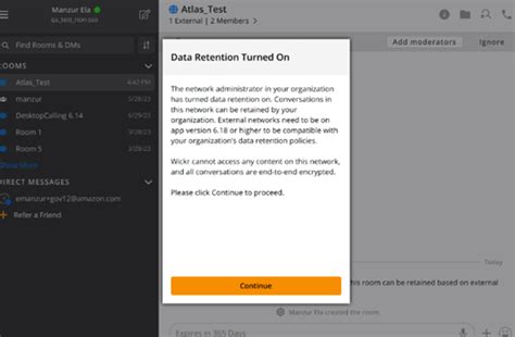 Datenaufbewahrung AWS Wickr