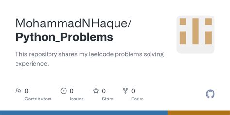 GitHub MohammadNHaque Python Problems This Repository Shares My Leetcode Problems Solving