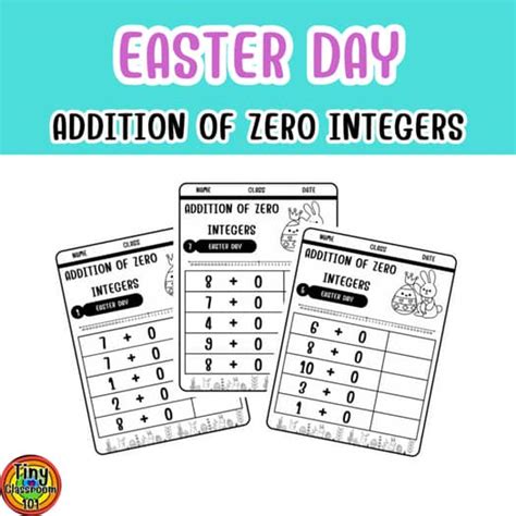 Easter Day Math Addition Of Zero Integers With Number Line Tpt