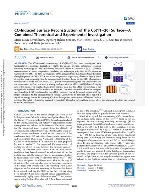 Pdf Co Induced Surface Reconstruction Of The Co 11 20 Surface—a