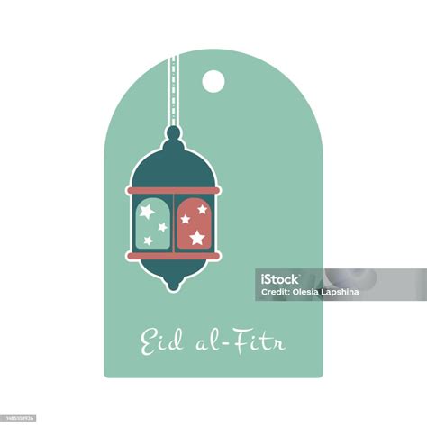 이드 무바라크 아랍어 랜턴이 있는 이슬람 선물 태그 초록색의 벡터 휴일 그림 Eid Mubarak에 대한 스톡 벡터 아트 및 기타 이미지 Eid Mubarak Eid