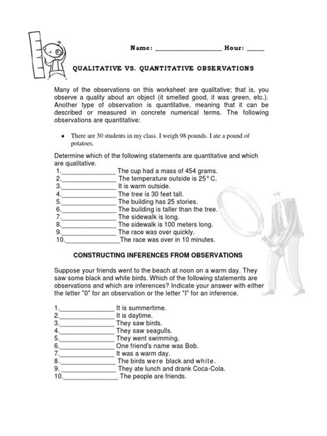 Exercises Qualitative Vs Quantitative Observations Ws Pdf Worksheets Library