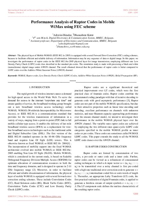 Performance Analysis Of Raptor Codes In Mobile Wimax Using Fec Scheme